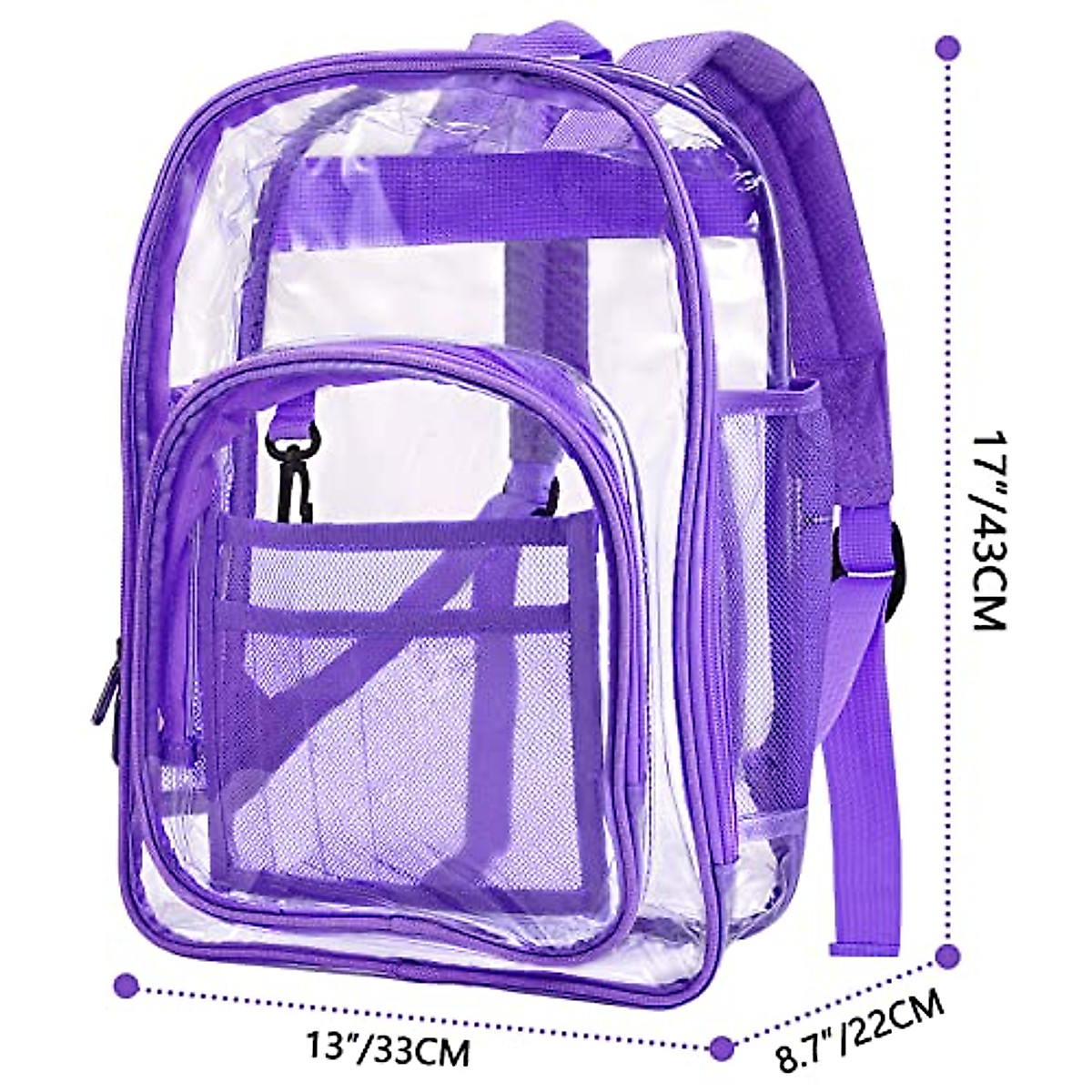 2BK Purple Heavy Duty Clear Backpacks,Large Transparent Backpacks See Through Backpacks for Kids,Adults,School,Stadium,Work,Security,Travel
