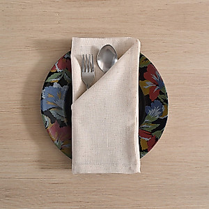 Fingercraft Dinner Cloth Napkins, Cotton Linen Blend 12 Pack Natural Premium Quality, Mitered Corners for Every Day Use Napkins are Pre Shrunk and Good Absorbency Christmas Cloth Napkins Ivory