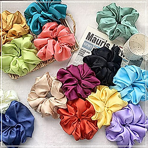 Large Satin Scrunchies Oversized Scrunchies Jumbo Scrunchies Sleeping Giant Scrunchie No Damage Big Satin Silk Scrunchies for Women(A)