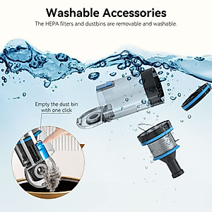 Aigostar Cordless Vacuum Cleaner, 25Kpa Powerful Vacuum Cleaner 6-in-1,LED Floor Lights, 2200mAh Battery Rechargeable Stick Vacuum,250W Lightweight Vacuum for Hard Floor Carpet Pet Hair,Blue