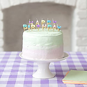 Talking Tables Happy Birthday Candles Cake Topper, Wax Height 2cm, 0.8", Gold And Pastel colors
