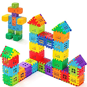 KUTOI Building Blocks – 100-piece Kids Builders Blocks Set with Storage Bag – Interlocking Building Blocks for Toddlers and Kids – Fun and Educational Toy Building Set for Skill Development