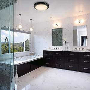 Akicon Ultra Quiet Bathroom Exhaust Fan with LED Light 80CFM 2.0 Sones Round Bathroom Ventilation Fan with Frosted Glass Cover Matte Black Finish (Matte black)