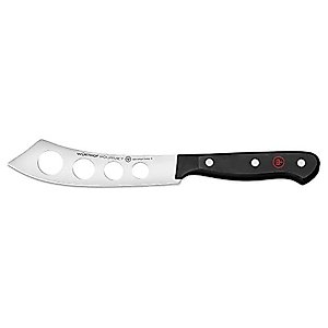 WÜSTHOF Gourmet 5 Inch Cheese Knife | 5" German Open Surface Cheese Knife | Precise Laser Cut High Carbon Stainless Steel Cheese Knife – Model, Black