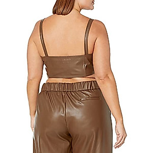 The Drop Women's Lewis Vegan Leather Bralette, Coffee Bean, S