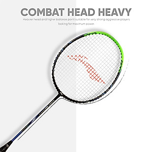 Li-Ning G-Force Superlite 3500 Carbon-Fiber Strung Badminton Racquet with Free Full Cover (Black/Green)