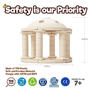 Taksa Toys Ancient Greek Dome Stem Toys Educational Stackable Building Blocks, for Kids Ages 7 8 9 10+ Years Old, Indoor Premium Architectural Kit Construction Games, Montessori Children Toys 54 Pcs