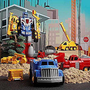 SNAEN Toys for 3 4 5 6 7 Year Old Boys - Construction Vehicles Transform Robot Kids Toys, STEM Building Toddler Toys for Kids Ages 4-8 w/Pull-Back Toys, 5-in-1 Trucks Gifts for Boys Girls