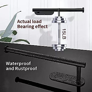 Paper Towel Holder, Drilling Under Cabinet Kitchen, 13.2 inch Stainless Steel Paper Towel Roll Rack, Towel Roll Hanger for Bathroom (Black)