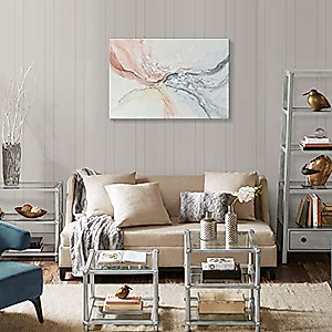 Pink Abstract Wall Art Large Canvas Paintings Blush and Grey Water Flow Marble Shapes Trendy Picture Modern Framed Artwork for Bedroom Living Dining Room Kitchen Office Wall Decor 36"x24"