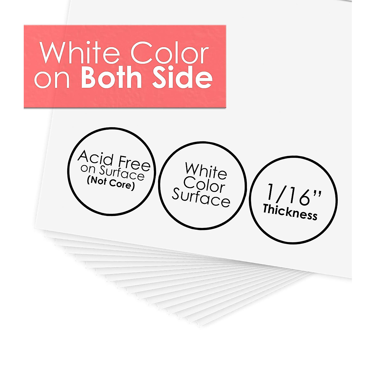 Golden State Art, 8x10 Backing Board Only - for Art, Photos, Print - 4-Ply - 100 Single Backing Boards (100 Pack)