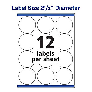 Avery High Visibility Printable Round Labels with Sure Feed, 2.5" Diameter, White, 300 per Pack, 2 Packs, 600 Customizable Blank Labels Total (45294)