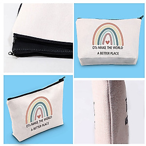 GJTIM OT Gift Occupational Therapy Worker Gift Rainbow Makeup Bag OTs Make the World A Better Place OT Retirement Gift (OTs Make Makeup)