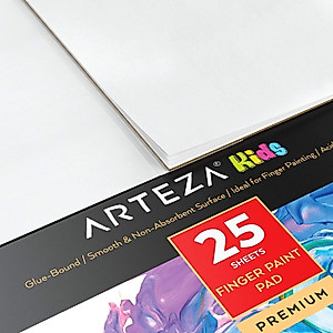 ARTEZA 12x16 Inches Finger Paint Paper Pad, Pack of 2 Finger Pads, 25 Sheets Each, 54lb/80gsm Drawing Pad for Kids
