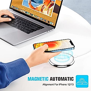 Magnetic Wireless Charger, Vebach Aluminum Fast Wireless Charging Pad with Detachable Cable Compatible with iPhone 14/14 plus/13/13 Pro/13 Pro Max/13 Mini, 12/12 Pro/12 Pro Max, AirPods 3 2 Pro etc