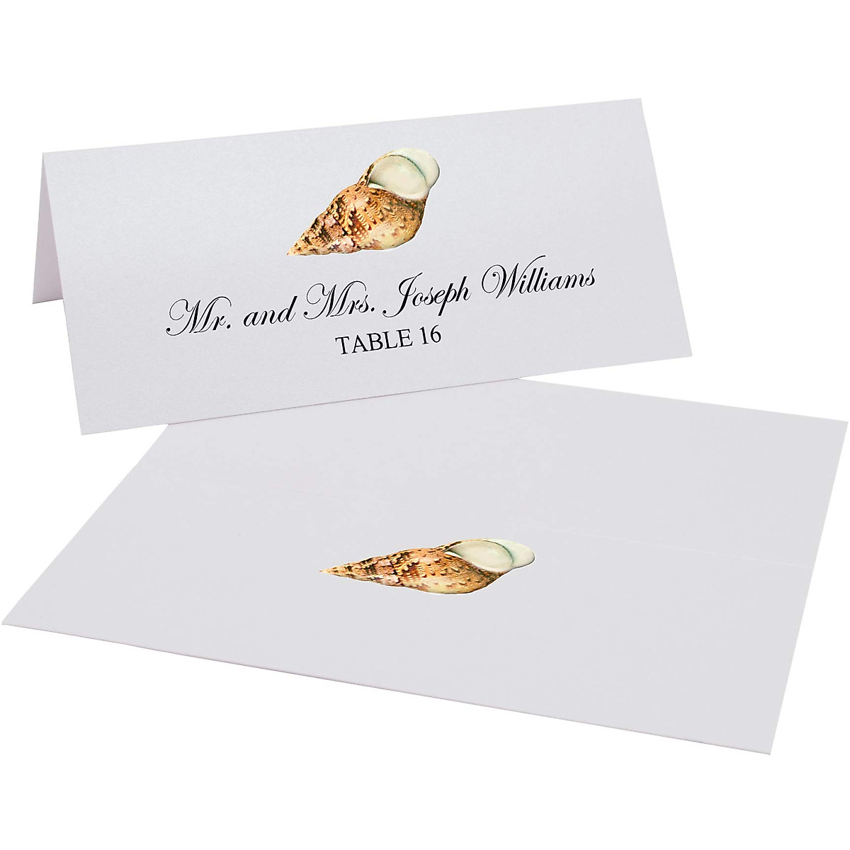 Assorted Seashell Printable Place Cards, Set of 60 (10 Sheets), Laser & Inkjet Printers - Wedding, Party, Dinner, and Special Events - Made in the USA