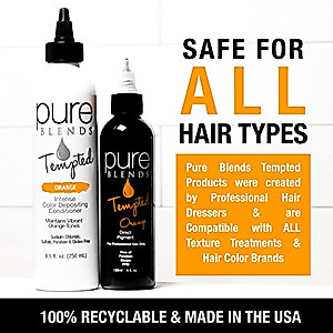 Pure Blends Tempted Intense Color Depositing Conditioner - Provides Strength, Eliminates Color Fade & Maintains Vivid Tones - Sulfate, Sodium Chloride, Paraben & Gluten Free - 8.5 Oz (Orange)