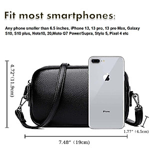 Small Crossbody Bags for Women Genuine Leather Crossbody Purses Trendy Clutch Purse Shoulder Handbag (Black)