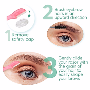 About Face Facial Razor & Eyebrow Shaper (3 Ct) - Removes Peach Fuzz on Cheeks, Chin, or Forehead & Delicately Shapes Eyebrows