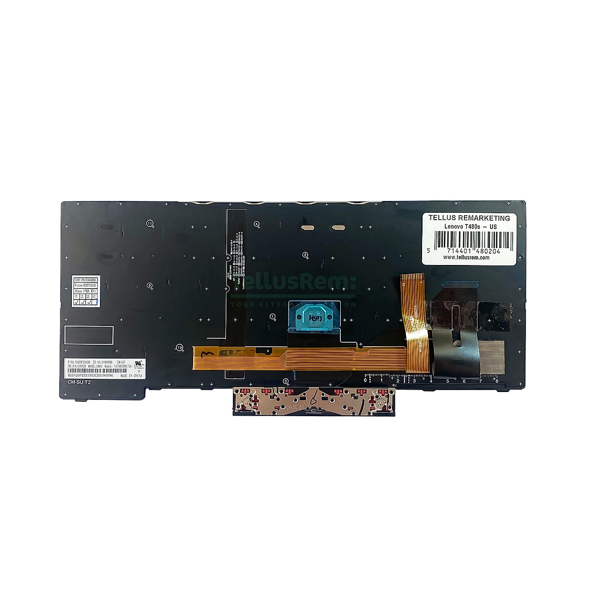 TellusRem Replacement Lenovo T480s Regular Black - US Non-Backlit Keyboard for Lenovo Thinkpad T480s, T490, E490, L480, L490, L380, L390, L380 Yoga, L390 Yoga, E490, E480