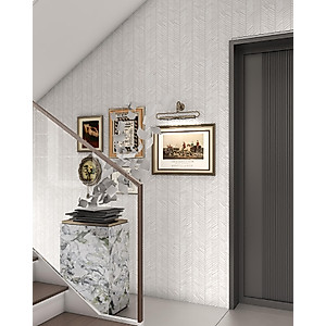 Striped Wallpaper Peel and Stick Wallpaper for Bedroom 17.3"x78.8" White/Beige Wallpaper Herringbone Wallpaper Self Adhesive Removable Wallpaper Modern Line Contact Paper for Cabinets Bathroom Decor