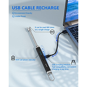 Candle Lighters,Electric Lighter Rechargeable Lighter USB Arc Long Lighter with LED Display, 360° Flexible Neck Flameless Grill for Candle Aromatherapy Camping BBQ Gas Stoves (Black)