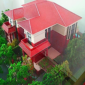 10 Pcs Miniature Roof Tiles Model Tiles for DIY Architecture Building Model Railway Fairy Garden Sand Table Scene Scenery (Red)