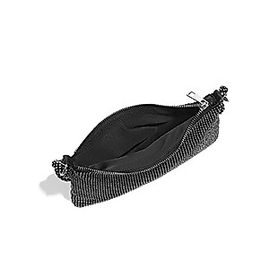 YUWITA Rhinestone Purse Women Evening Glitter Sparkly Mini Bag (Silver-Black)