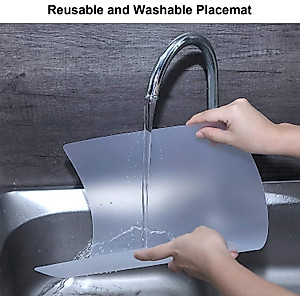 Thstheaven Clear Place Mats,Translucent Plastic Placemats Set for Dining Table, Keeps Table or Desktop Cloth Cleaner, Washable, Heat Resistant, Non-Slip (4)