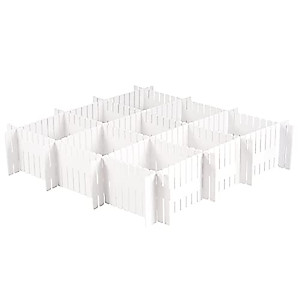 MUKCHAP 72 Pieces DIY Plastic Grid Drawer Organizer, 12.6 Inch Plastic Grid Drawer Dividers, Plastic Adjustable Drawer Dividers Organizer for Sock, Underwear, Scarf, 36 White, 36 Pink