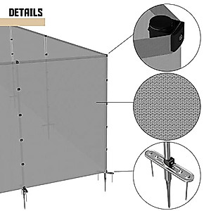 TANG Outdoor Privacy Fencing with Poles Ground Spikes Dog Garden Privacy Fence Backyard Patio Yard Barrier Boarder Divider Grey 6'x24'
