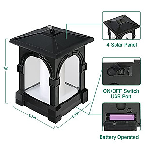 Merkisa Solar Lantern, IP65 Waterproof Solar Lights Outdoor Decorative with Assembly Accessories, 3 Light Modes Solar Powered Outdoor Lights for Patio, Garden, Yard and Table (2 Pack)