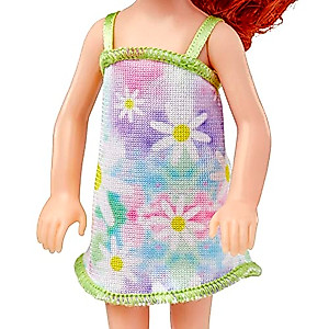 Barbie Chelsea Doll, Small Doll Wearing Removable Floral Dress and Shoes with Red Hair & Blue Eyes
