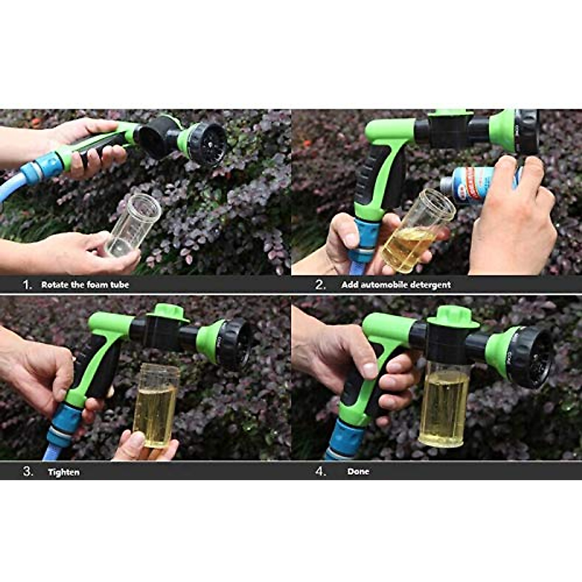 Hjkiopc Garden Hose Nozzle Adjustable Hose Spray Nozzle High Pressure 8 Watering Pattern with 3.5Oz Soap Sprayer Power Garden Water Hose Foam Nozzle Sprayer for Car Washing Pet Shower