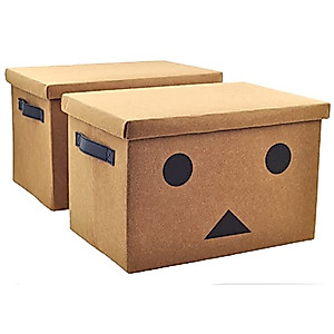 Large Storage Boxes with Lids, Storage Baskets for Shelves, Foldable Organiser Box Baskets,Baskets with Stackable Lid & Handles Collapsible Fabric Bins Home & Office Decorative Storage Box, 2-Pack