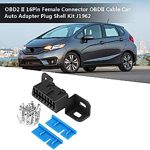 Female Connector Kit, OBD2 II 16Pin Female Connector OBDII Cable Car Auto Adapter Plug Shell Kit for J1962