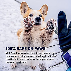 Safe Paw, Dog/Child/Plant Pet Safe Ice Melt with Traction Agent, 8lb, 100% Salt-Free/Chloride-Free, Non-Toxic, No Concrete Damage, Fast Acting, Lasts 3X Longer