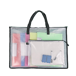 TOTiyea Art Portfolio Bag with Handle and Zipper Set, 15.75 x 21.65 Inches 3 Pcs & 9.25 x 12.6 Inches 4 Pcs, Large Clear Waterproof Poster Storage Bag for Artworks, Drawing Pads Supplies丨Multipurpose