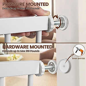 Mumeasy Baby Gate for Stairs, 29.6"-46" Pressure Mounted Pet Gate with Walk Through Door, Auto Close Dog Gate for House, Stairs, Doorways