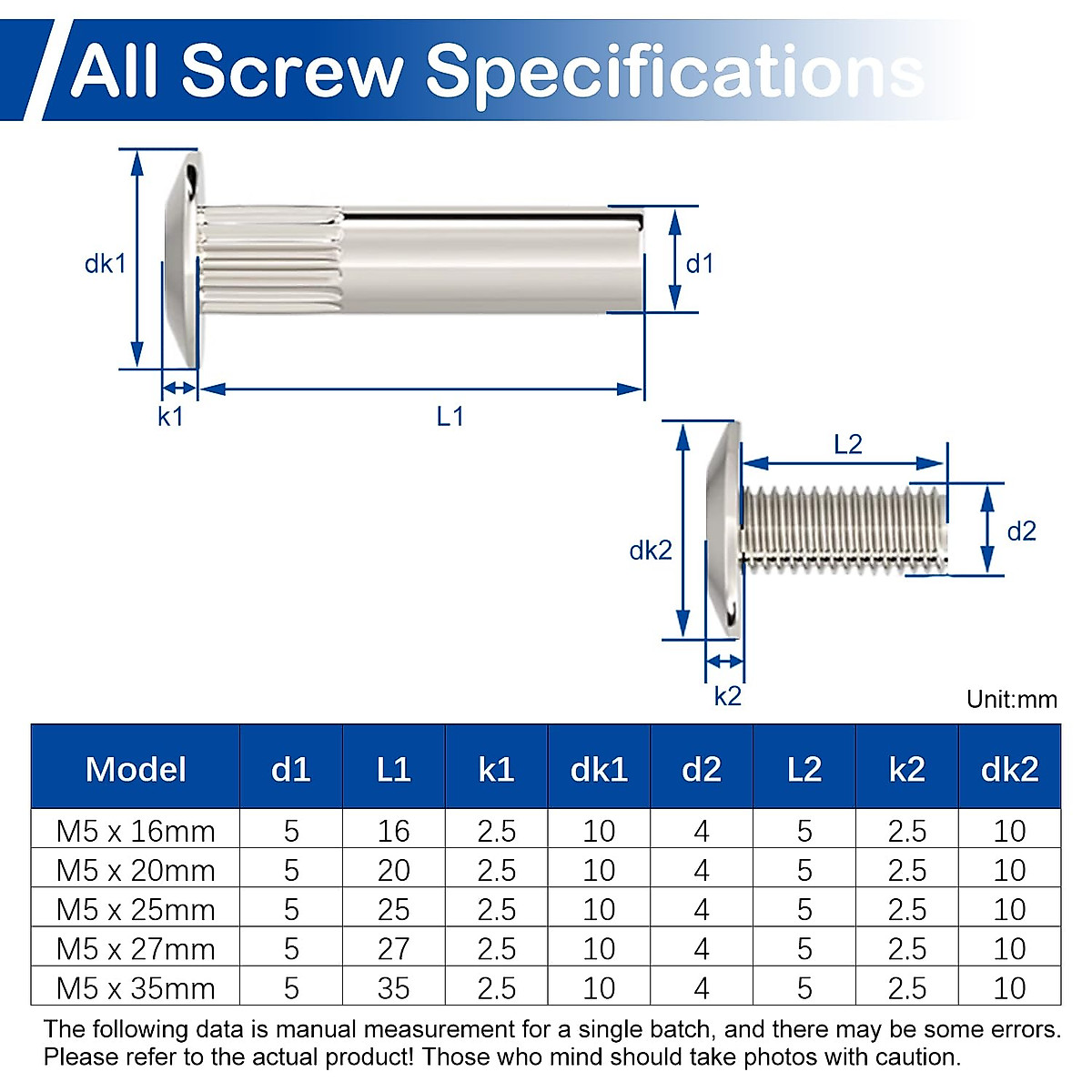 MroMax M5 Binding Screw, M5 x 20mm Nickel Plated Carbon Steel Cross Head Chicago Screw Binding Post Screw Kit for DIY Leather Decoration and Scrapbook and Photo Albums Bookbinding 10Pcs