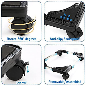 Computer Tower Stand CPU Holder Stand with 4 Mute Caster Wheels，CPU Stand for Gaming pc,Suitable for Most PC Brackets On The Carpet Floor (Black) (Black)