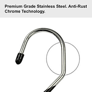 TESS Premium 12 Pack Slack Pant Hangers Trousers Jean Hangers, Heavy Duty, Anti-Rust Open Ended Pants, Easy Slide, Pants Organizers, Non-Slip Chrome and Black Friction