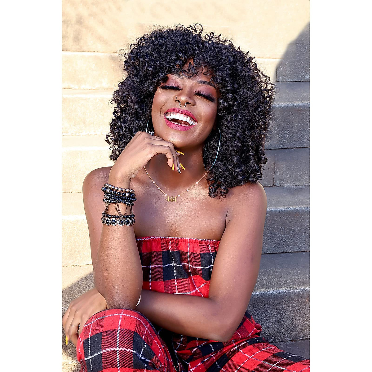 TGOLM 444 Necklace Gold Plated Stainless Steel Faux Pearl Choker Angel Number Chain Gift for Women 16"