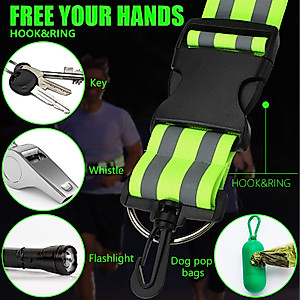2 Pcs Reflective Sash with 4 Bands Adjustable Visibility Belt Safety Strap, Band for Wrist Arm Ankle Leg Substitute for Reflective Vest Reflective Running Gear (Fluorescent Green)