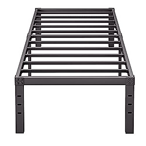 Bednowitz Twin Bed Frames, 18 Inch High Metal Bed Frame, Noise-Free Platform Bed No Box Spring Needed, 4000lbs Heavy Duty Support Mattress Foundation, Easy Assembly, Black
