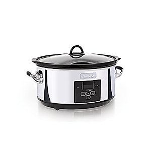 Crockpot 7 Quart Slow Cooker with Programmable Controls and Digital Timer, Polished Platinum