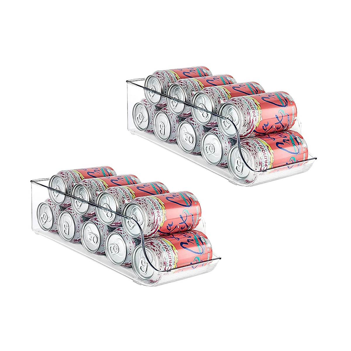 Soda Can Organizer for Pantry/Refrigerator Pack of 2 - Holds Up To 9 Cans (7oz) - Beverage & Canned Food Organizer By Homeries