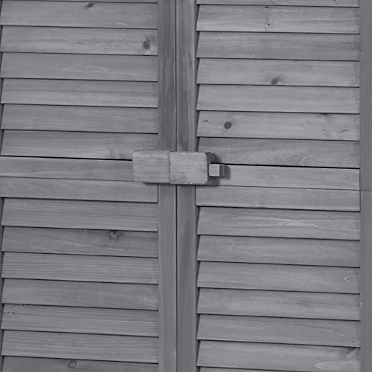 Merax Wooden Garden Shed 3-Tier Patio Storage Cabinet Outdoor Organizer Wooden Lockers with Fir Wood (Gray Wood Color -Shutter Design)