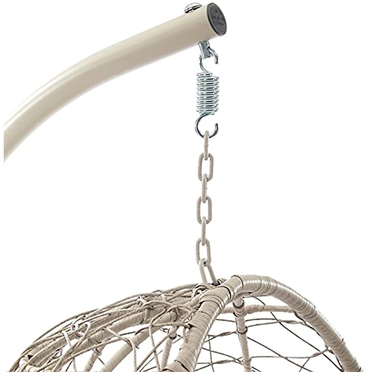 Crosley Furniture KO70230LB Cleo Indoor/Outdoor Wicker Hanging Egg Chair with Stand, Light Brown with Sand Cushions