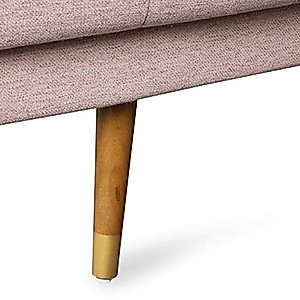 GDFStudio Aidan Mid-Century Modern Tufted Fabric Sofa, Light Blush and Dark Walnut